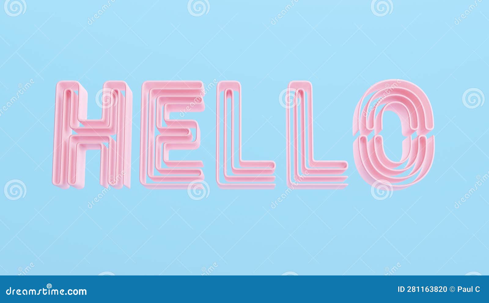 Pink Hello Typography Typescript Word Text Trendy Retro Kitsch Blue ...