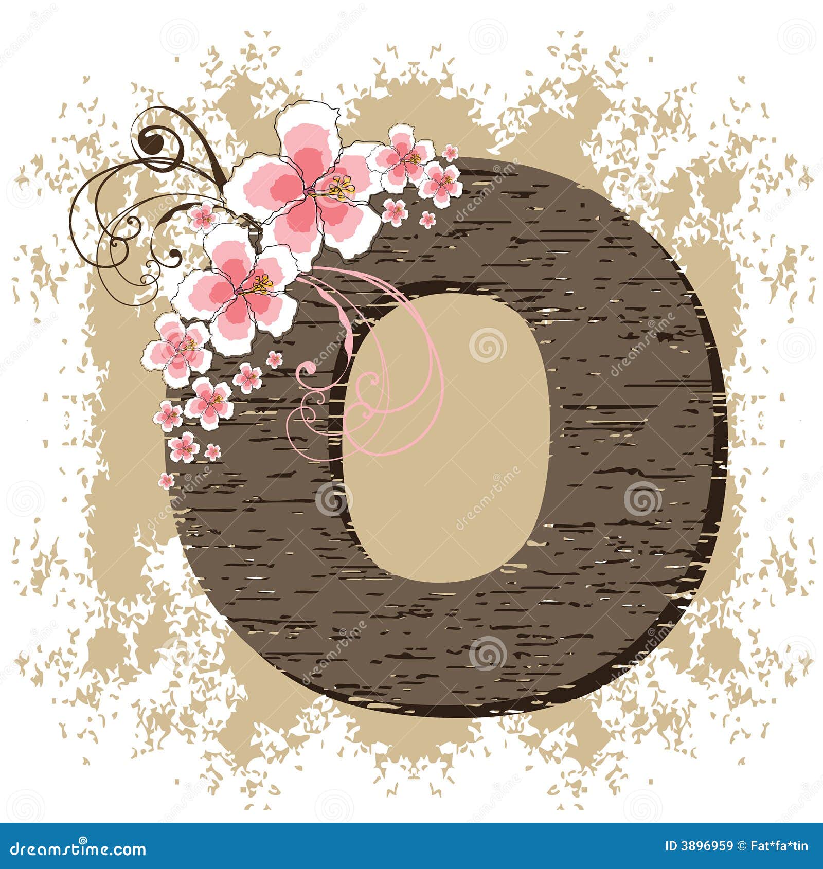 Pink Hibiscus Vintage Alphabet O Stock Illustration - Illustration of ...