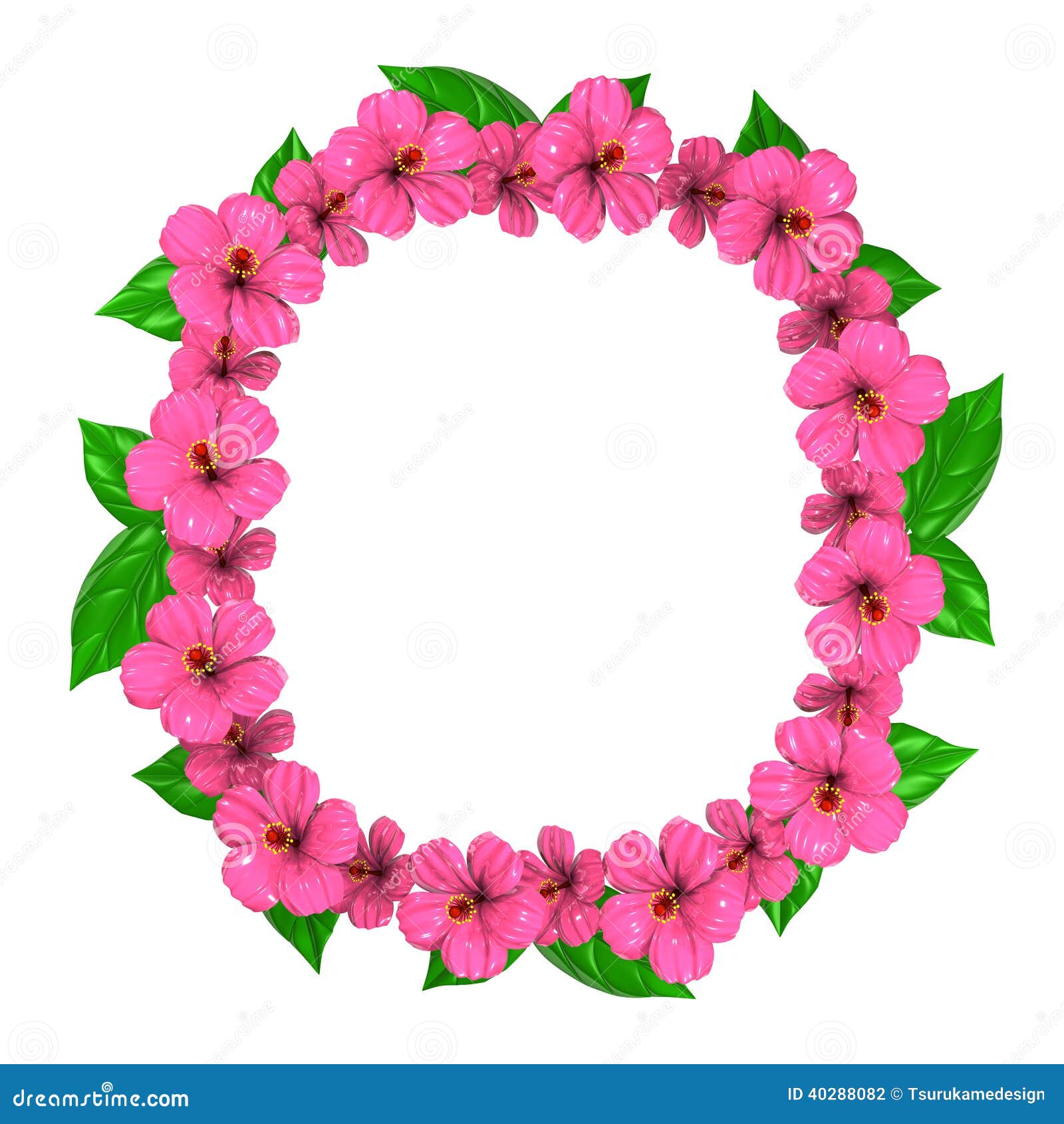 Pink Hibiscuses Frame stock illustration. Illustration of tropical ...