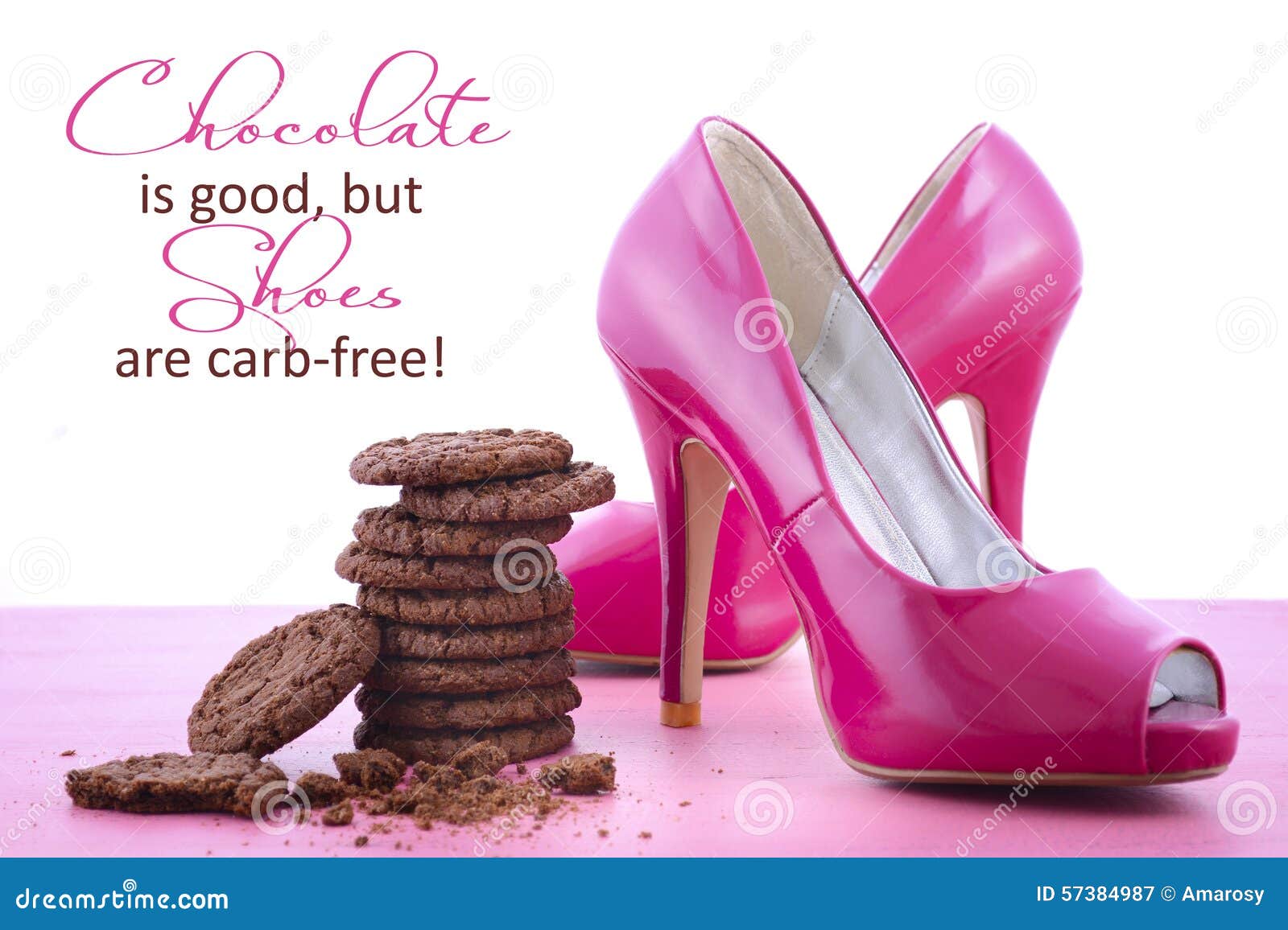 Pink High Heel Shoes and Chocolate Quote Stock Image - Image of high ...