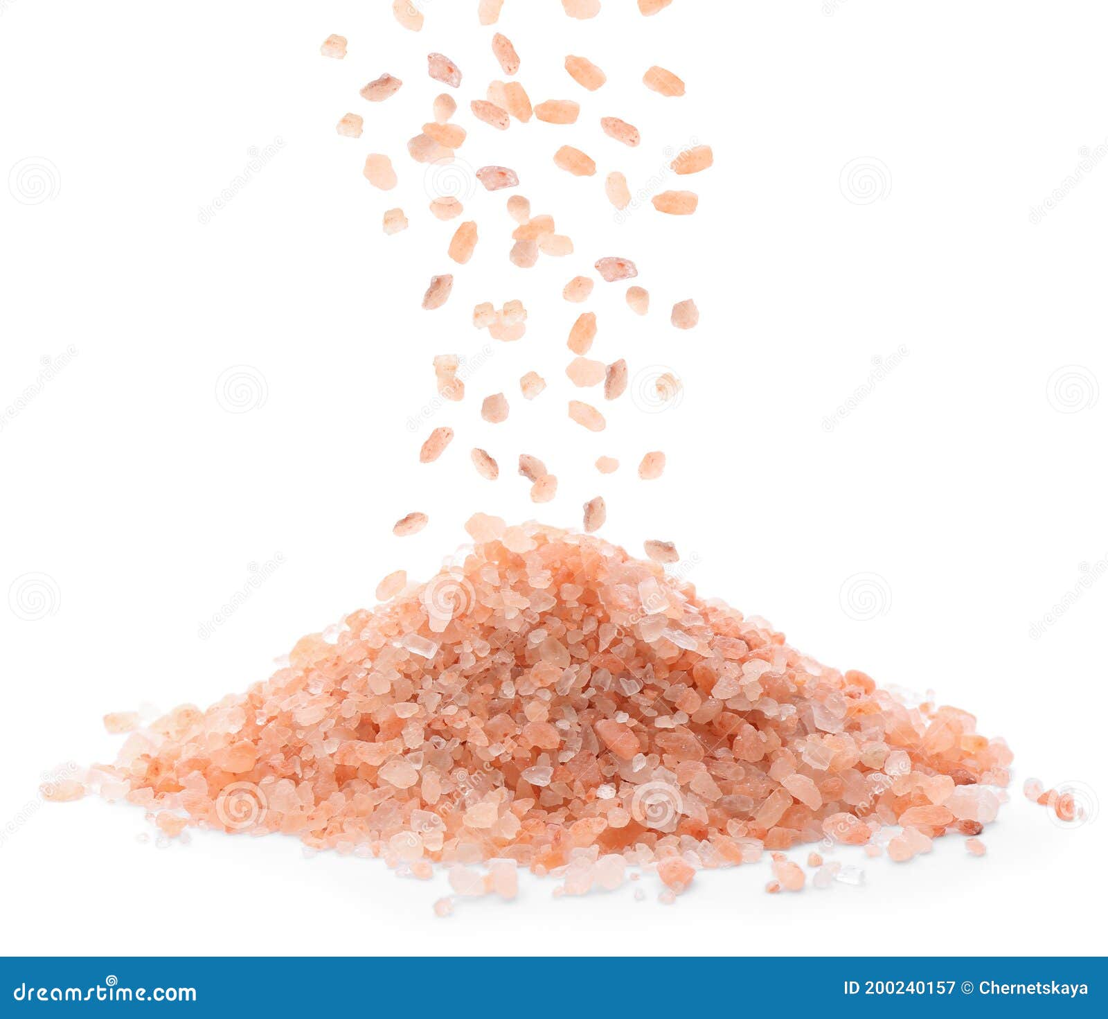 Pink Himalayan Salt Falling on White Background Stock Image - Image of ...