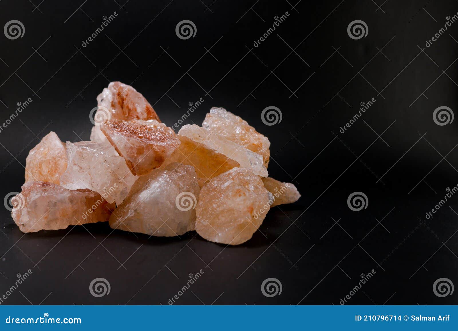 Pink Himalayan Salt Rocks on Black Background Stock Photo - Image of ...