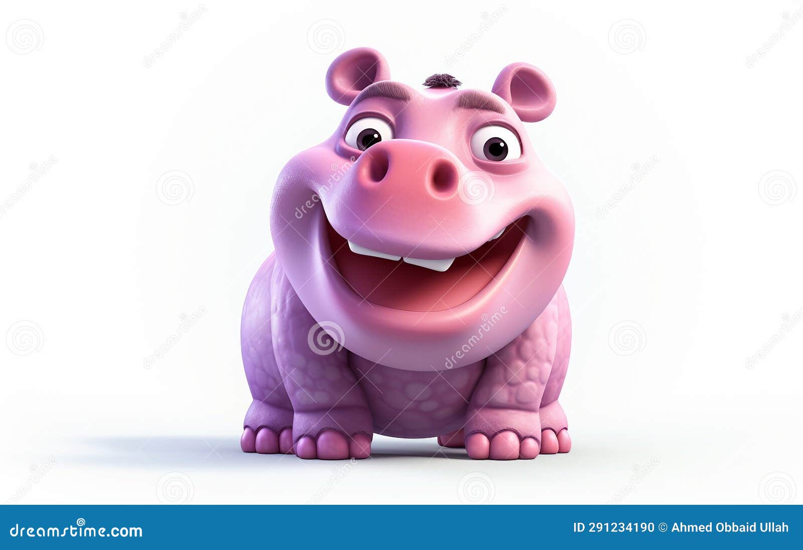 Pink Hippo in 3D Animation. Generative by Ai Stock Illustration ...