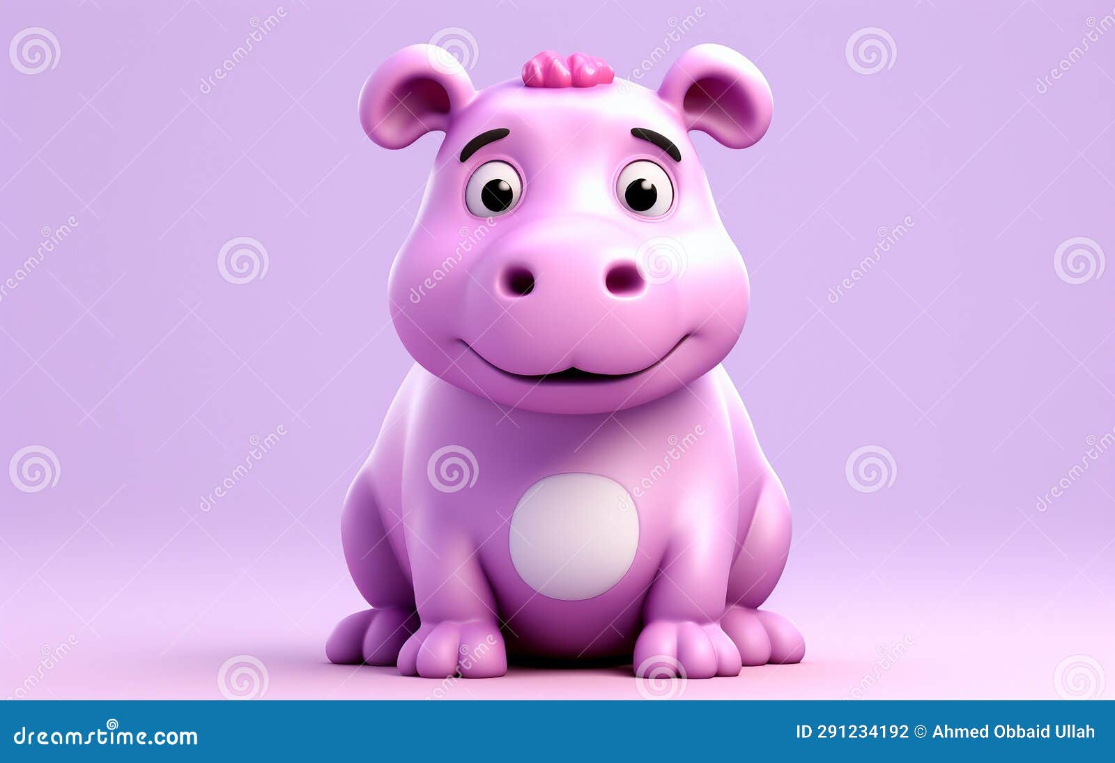 Pink Hippo in 3D Animation. Generative by Ai Stock Illustration ...
