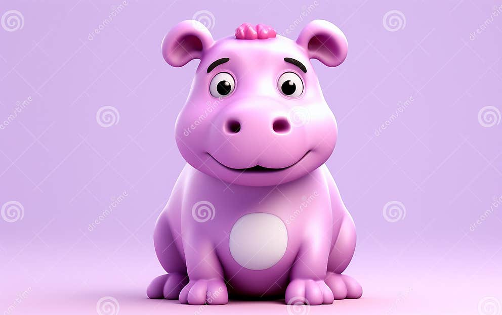 Pink Hippo in 3D Animation. Generative by Ai Stock Illustration ...
