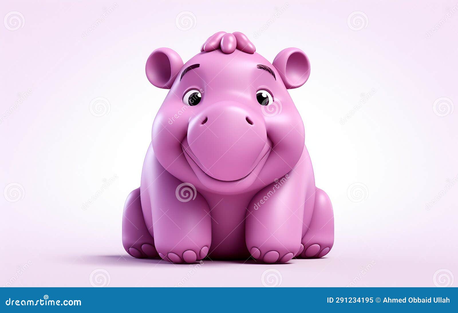 Pink Hippo in 3D Animation. Generative by Ai Stock Illustration ...