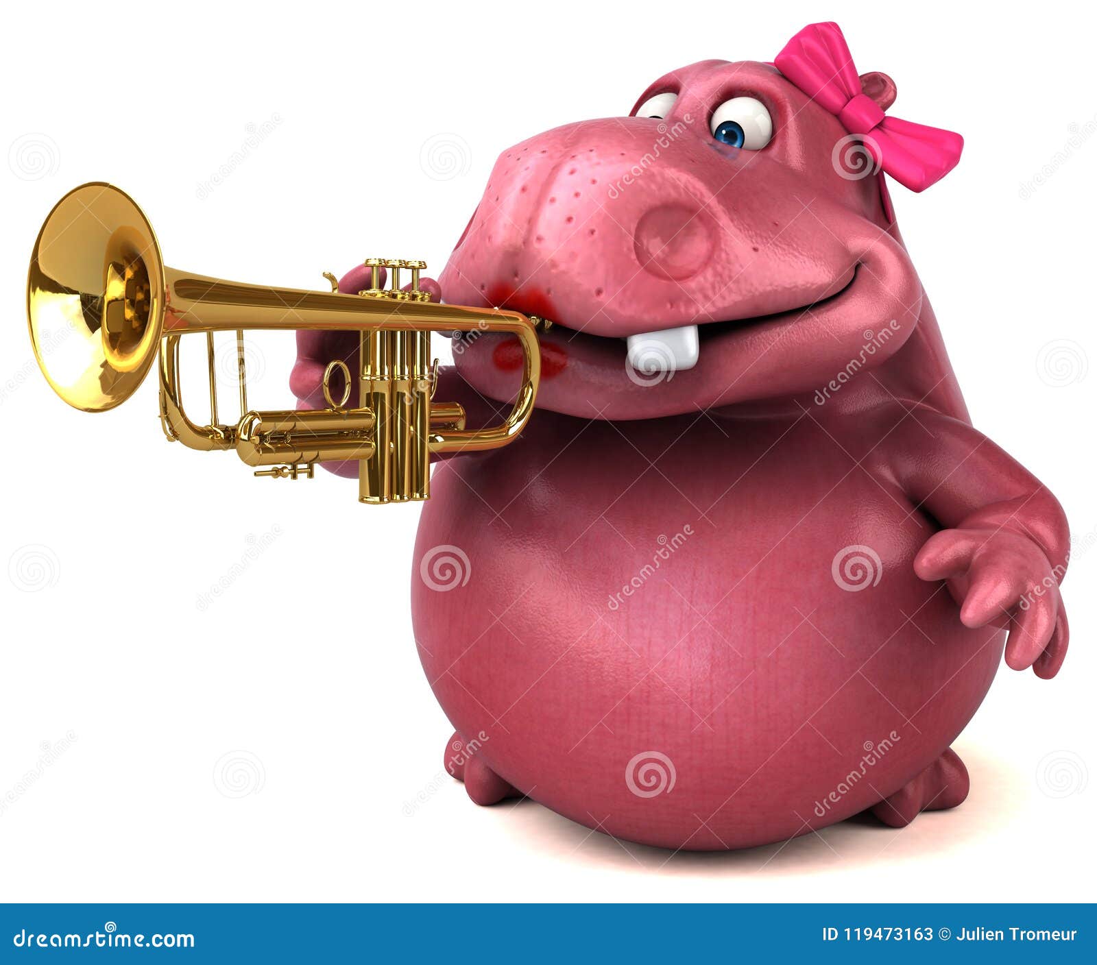 Pink Hippo - 3D Illustration Stock Illustration - Illustration of ...