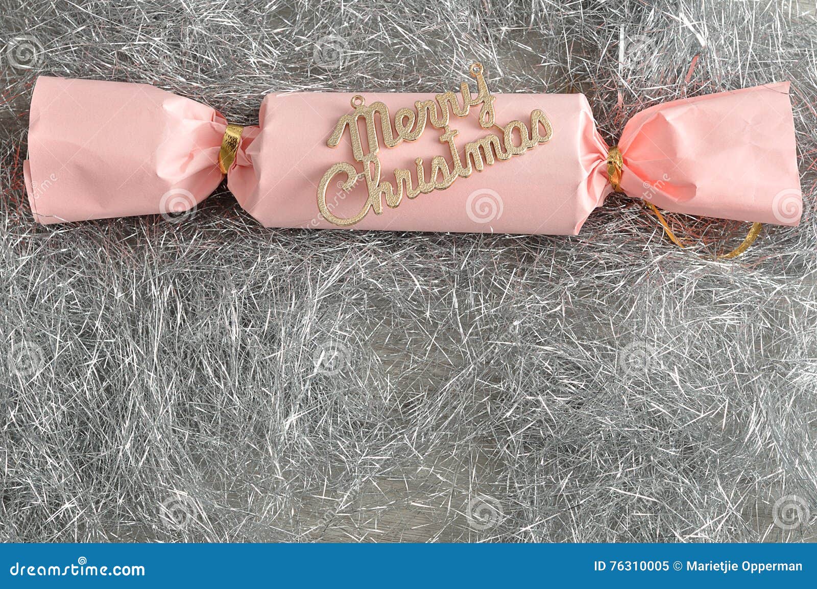 A Pink Home Made Christmas Cracker Stock Image - Image of party ...