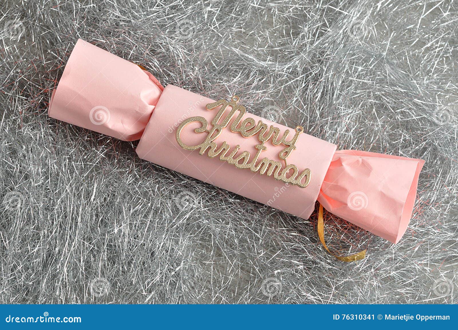 A Pink Home Made Christmas Cracker Stock Image - Image of season ...