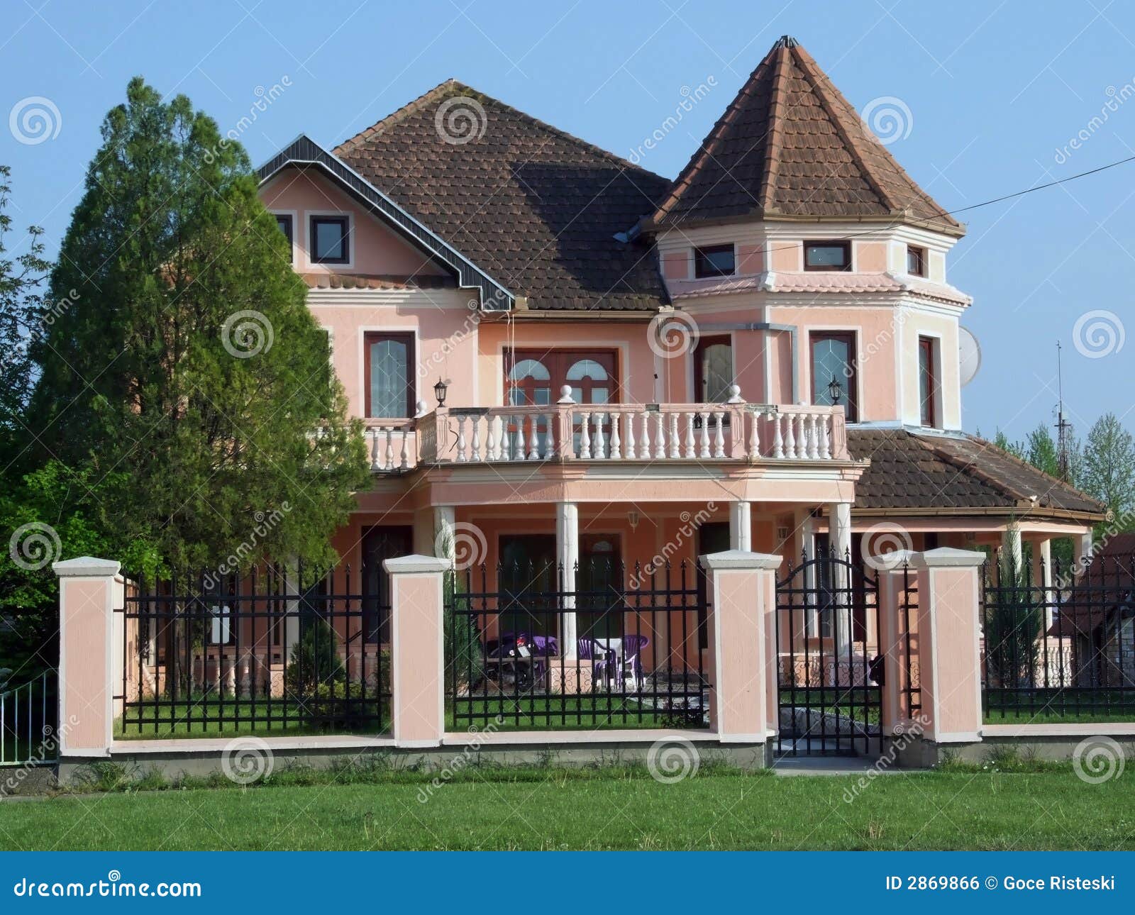 Pink house stock photo. Image of palm, tower, architecture - 2869866