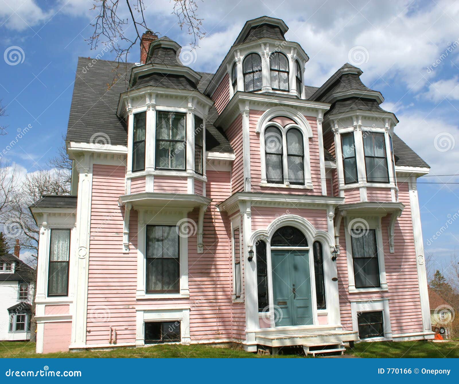 Pink House stock photo. Image of wooden, window, roofing - 770166