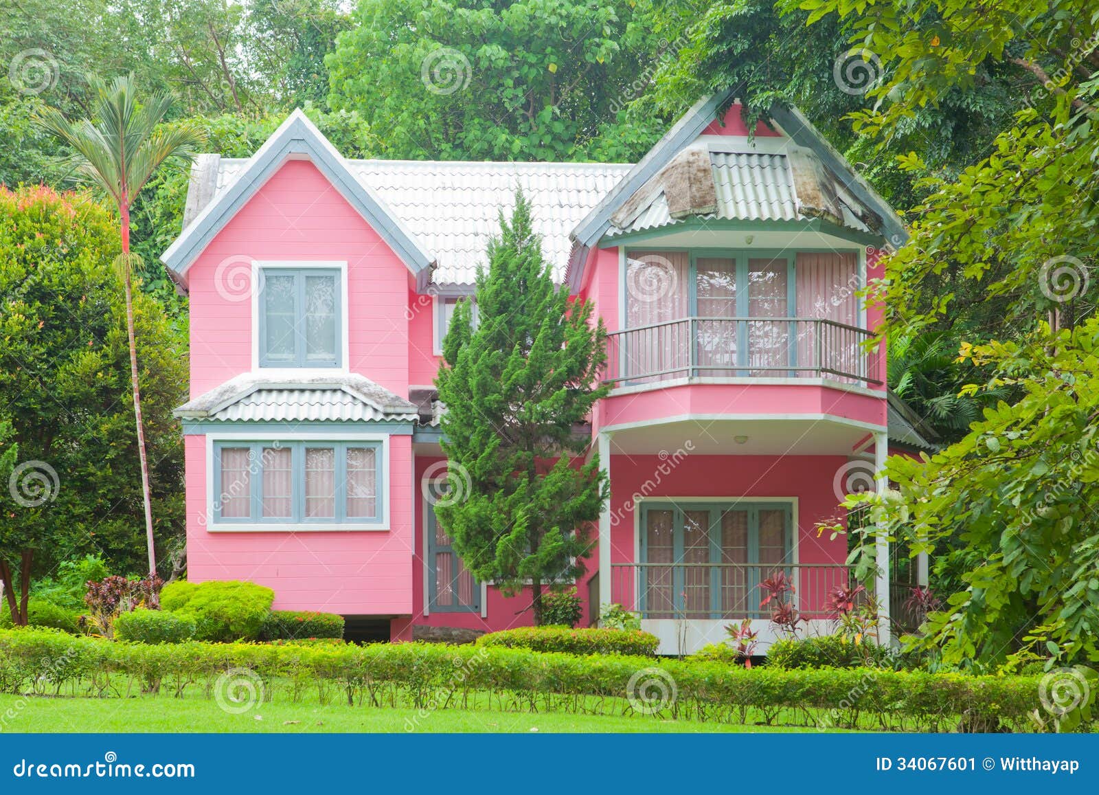 Pink house stock image. Image of beautiful, estate, green - 34067601