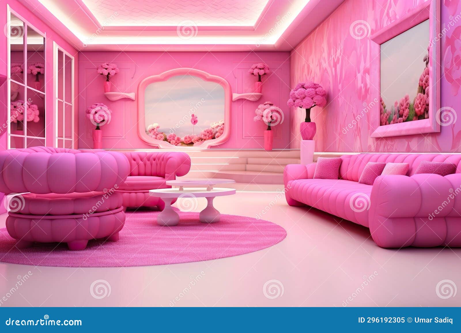 Pink house interior design stock illustration. Illustration of design ...