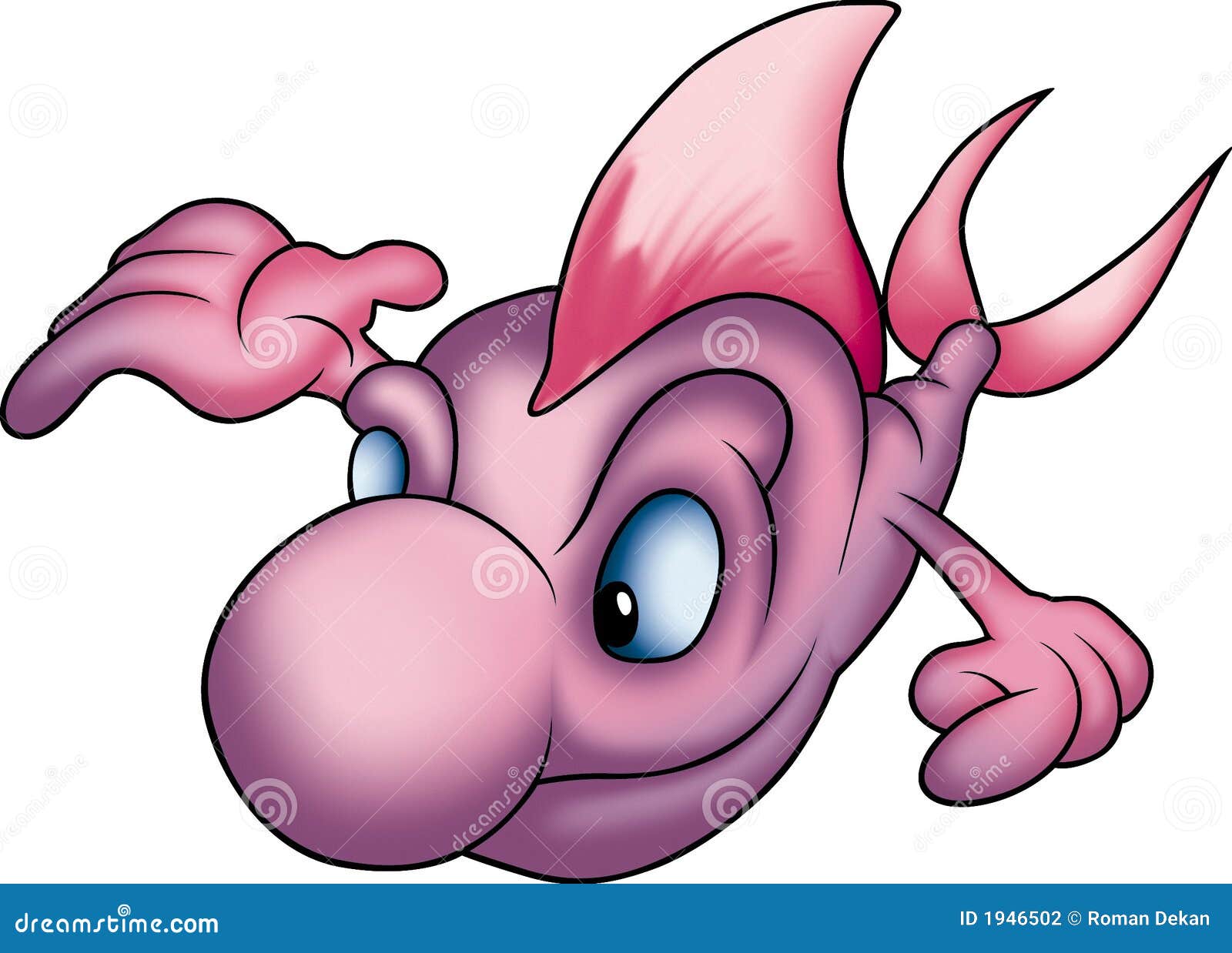 Pink humorous fish stock illustration. Illustration of coloured - 1946502