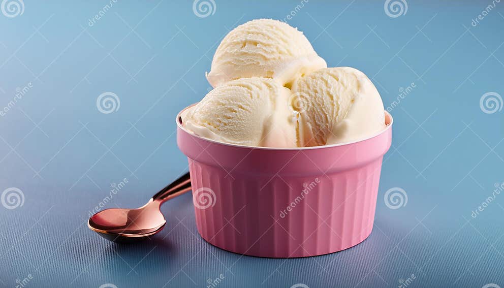 Pink Ice Cream Cup and Vanilla Ice Cream_ Stock Illustration ...