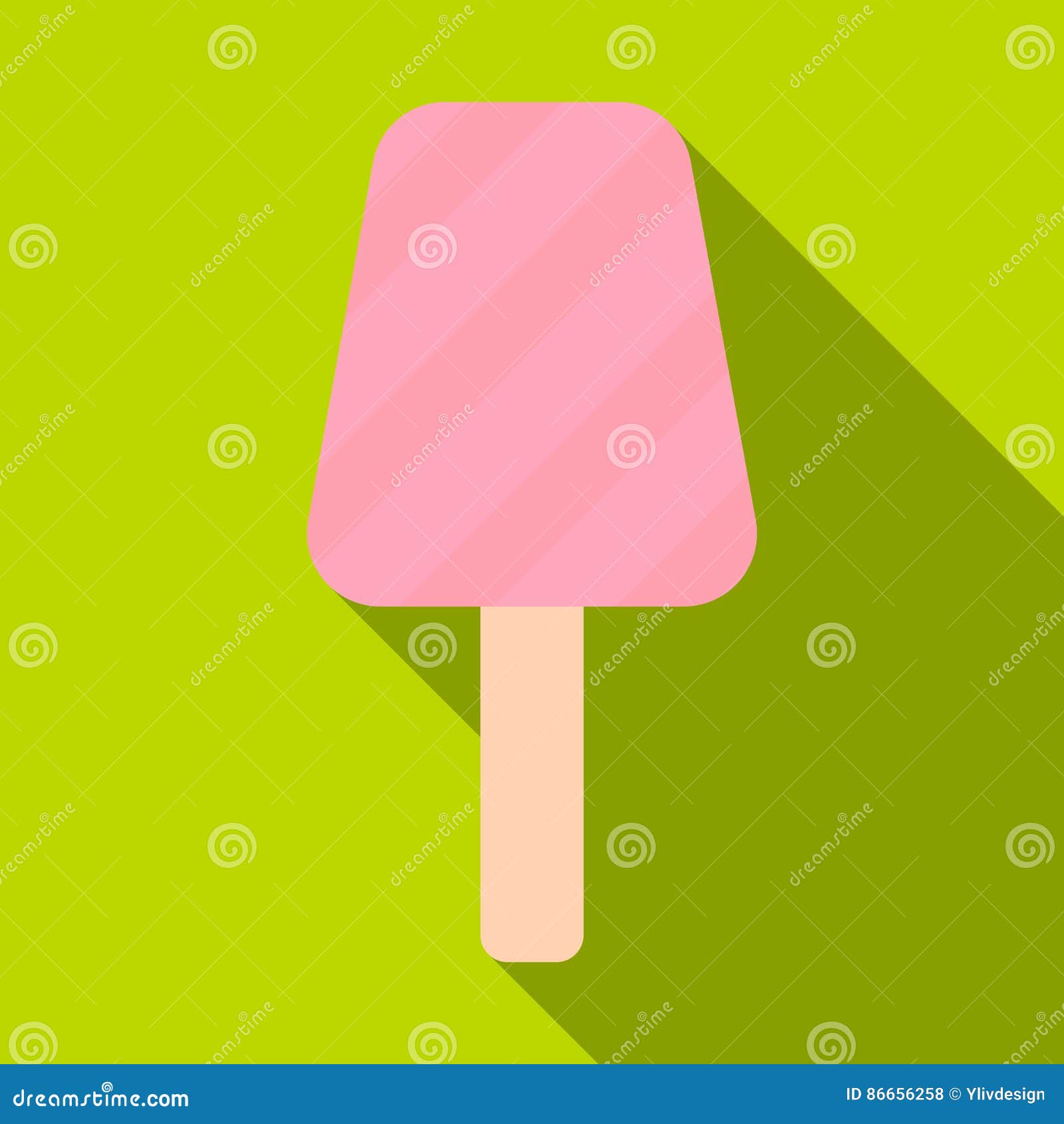Pink Ice Cream Icon, Flat Style Stock Vector - Illustration of freeze ...