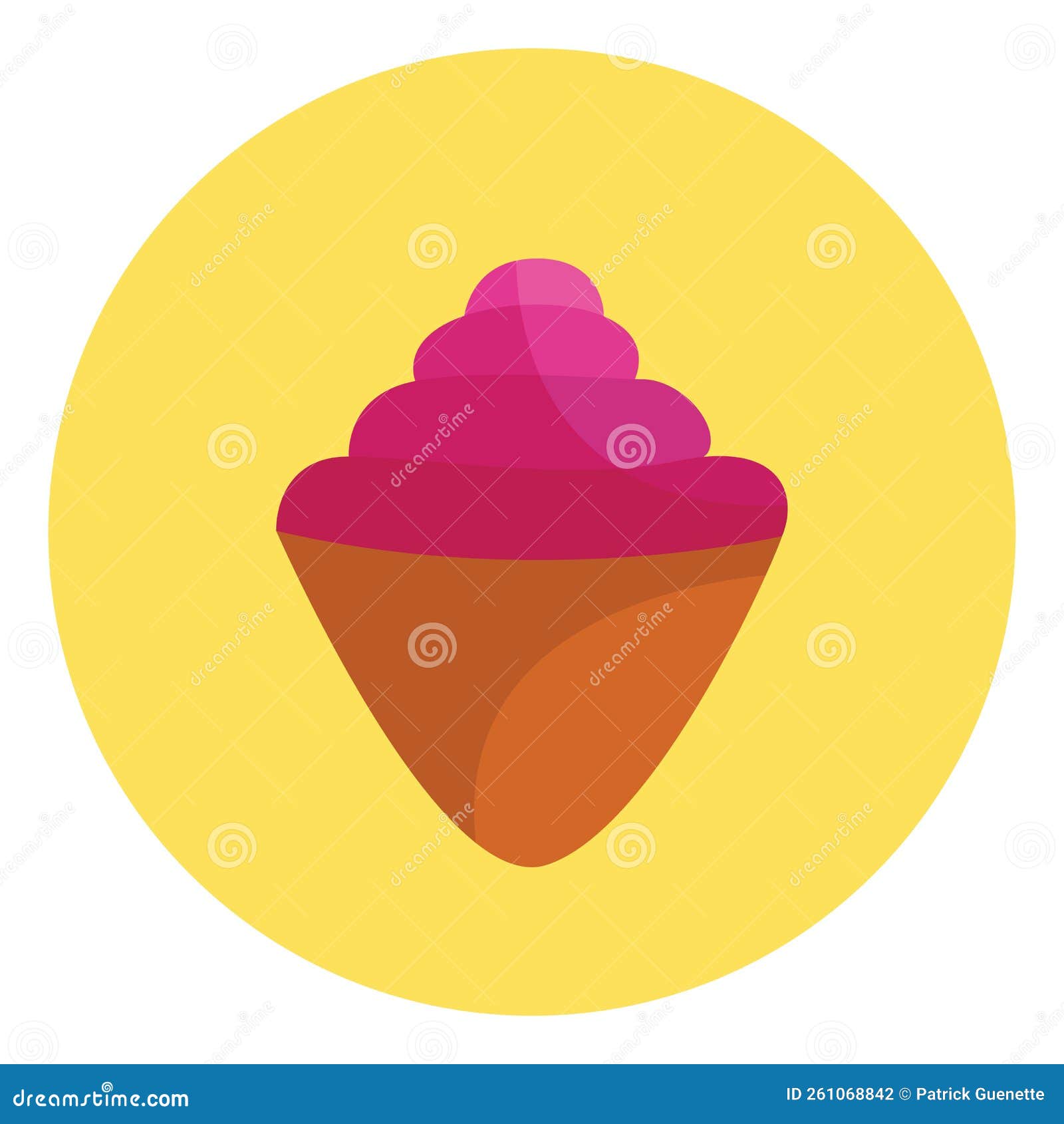Pink ice cream, icon stock vector. Illustration of cream - 261068842