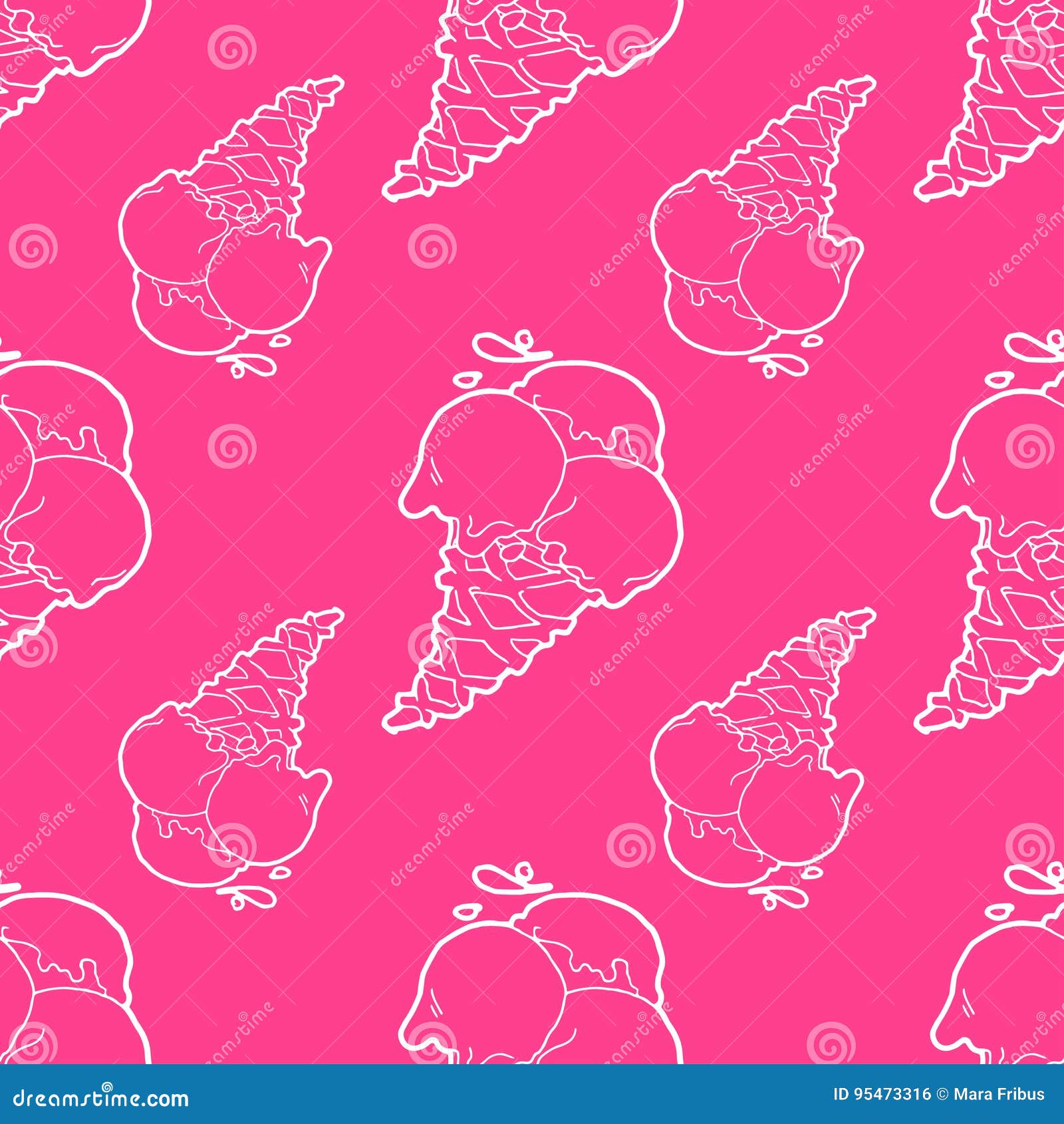 Pink Ice-cream Seamless Pattern Stock Vector - Illustration of drawing ...