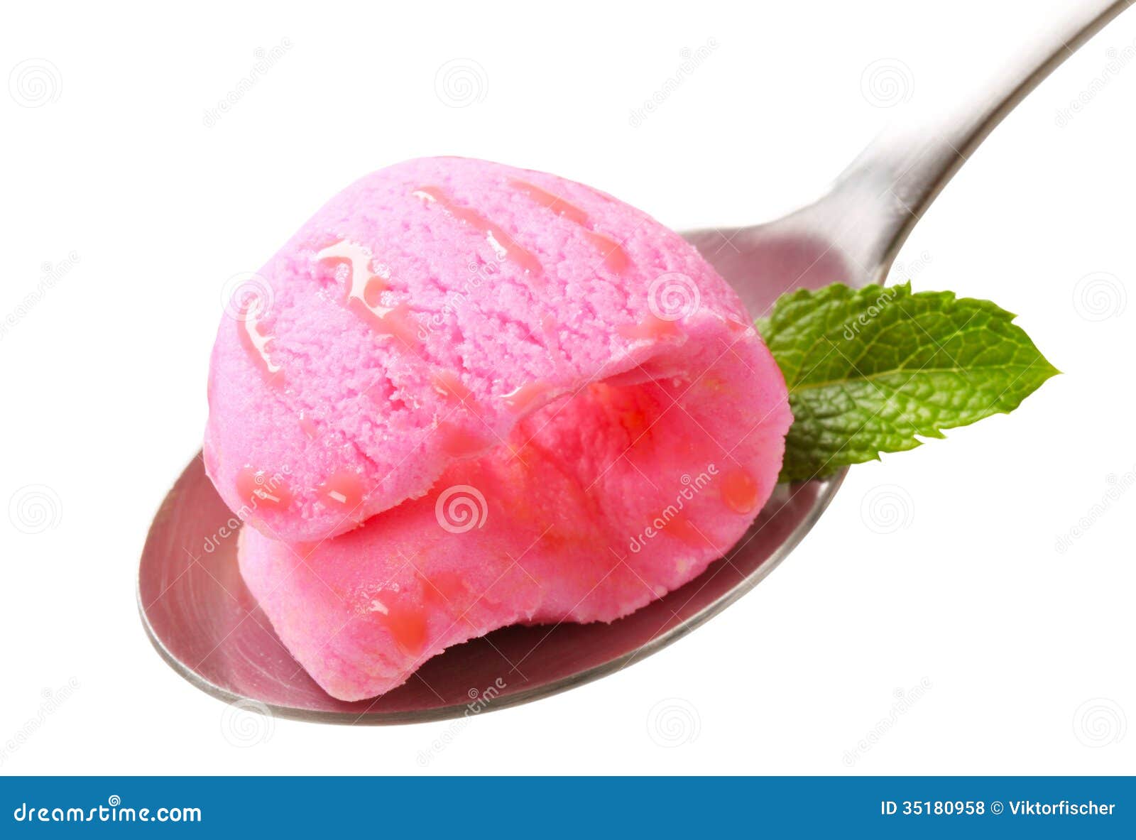 Pink ice cream on spoon stock photo. Image of spoon, cream - 35180958