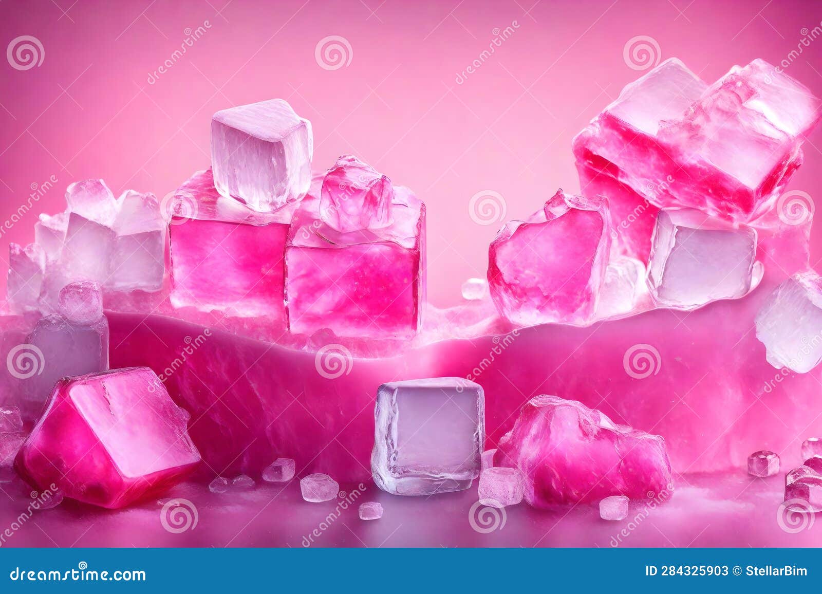 Pink ice cubes composition stock illustration. Illustration of pink ...