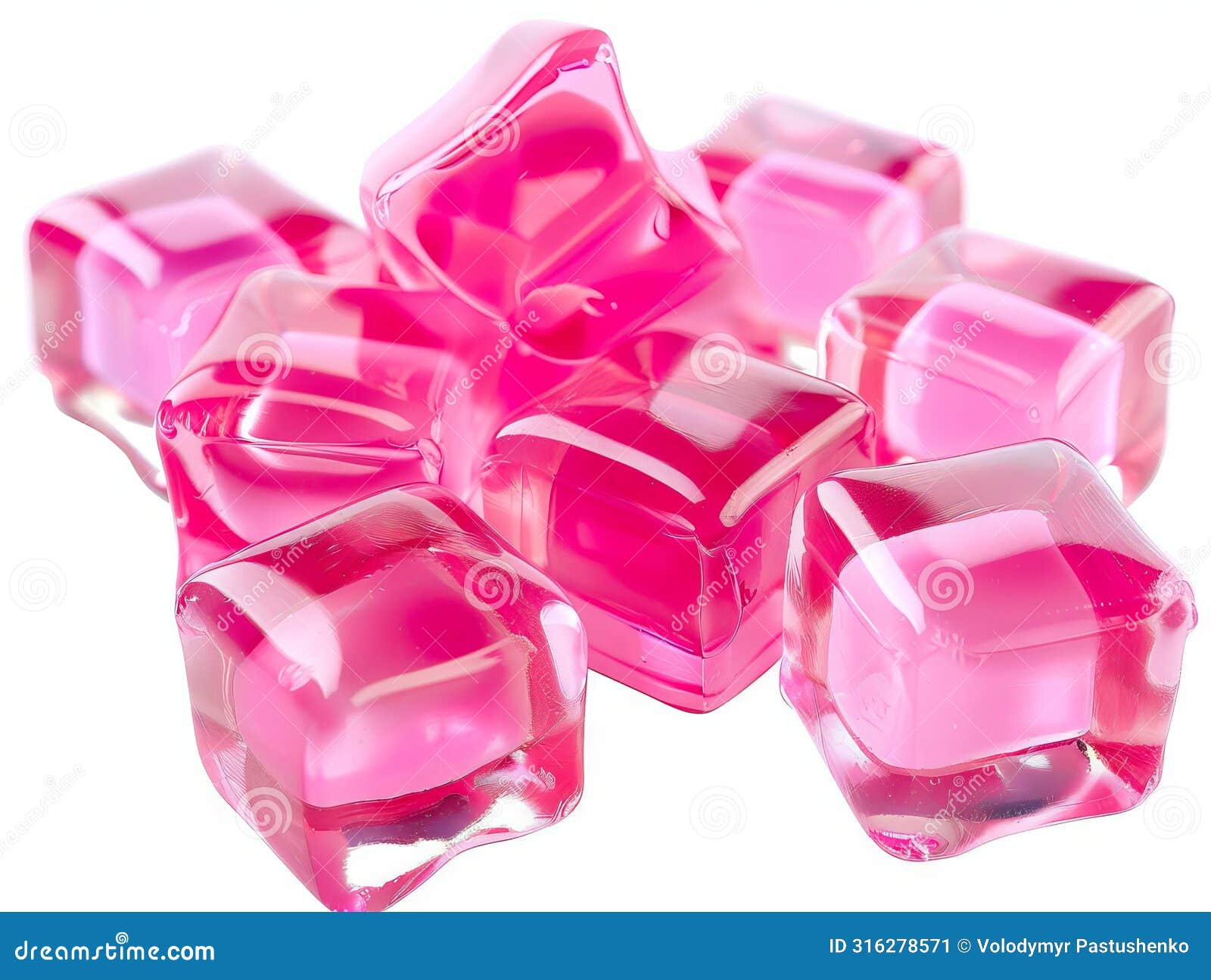 Pink Ice Cubes Isolated on White Stock Image - Image of cubes, glass ...