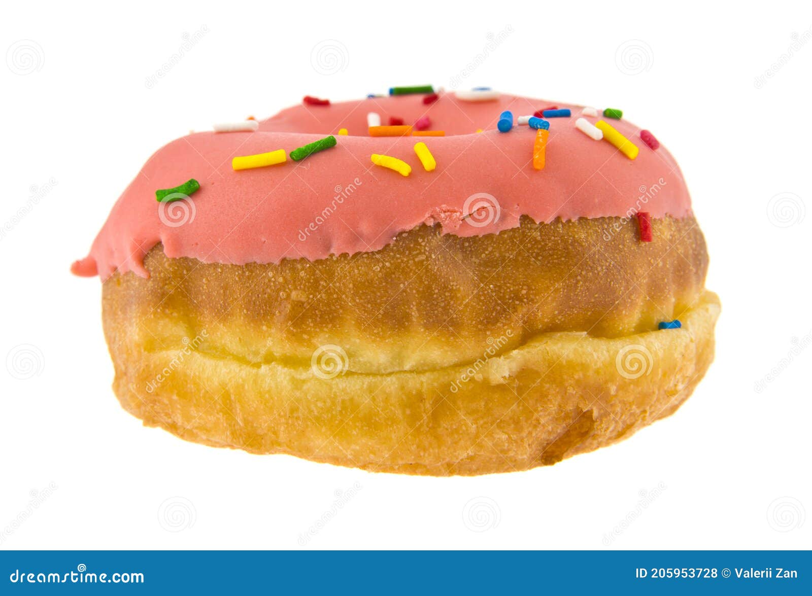 Pink Iced Donut Isolated on White Background Stock Photo - Image of ...
