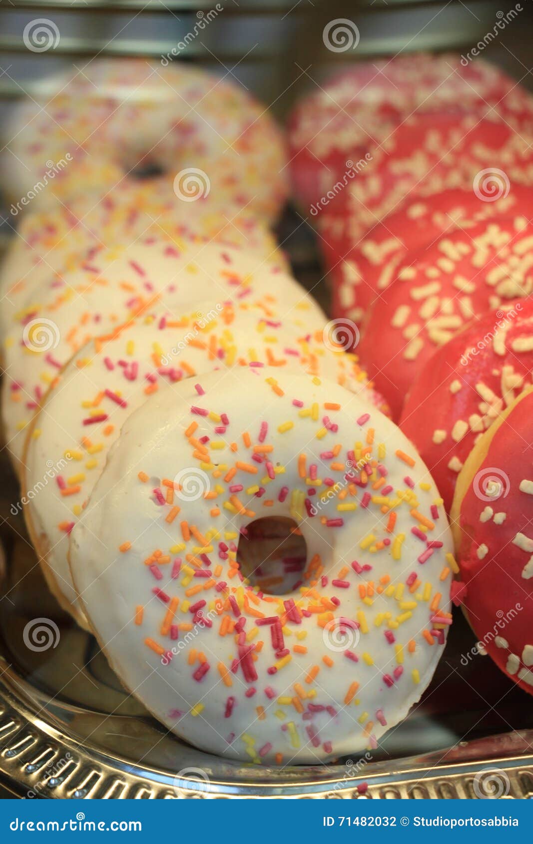Pink iced donuts stock photo. Image of decorated, retail - 71482032
