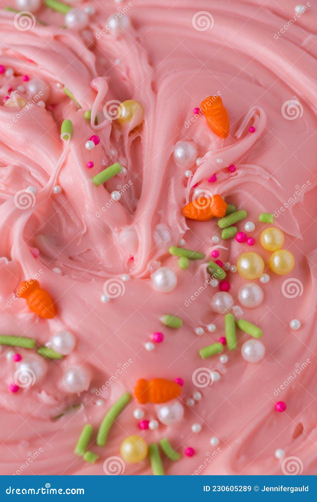 Pink Icing Frosting with Small Sprinkles Close Up Texture Stock Image ...