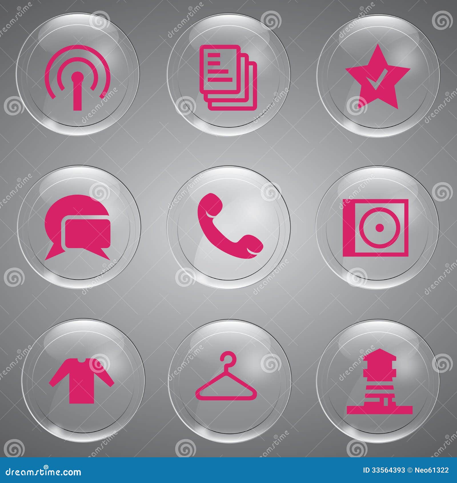 Pink Icons Set stock vector. Illustration of pink, design - 33564393
