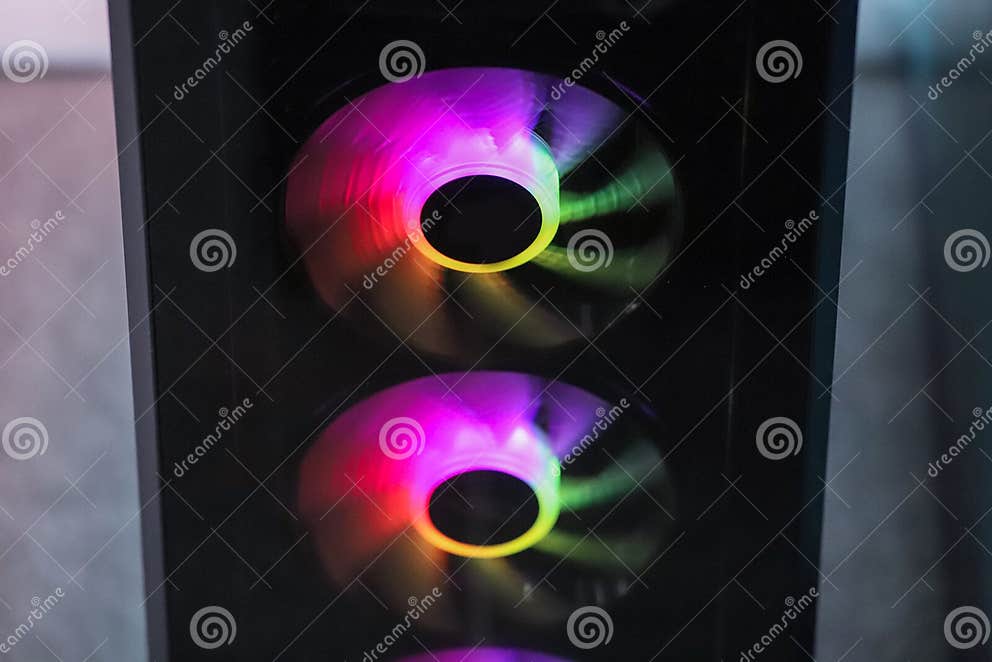 Pink Illumination of the Cooler. Computer Fan with LED Illumination.PC ...