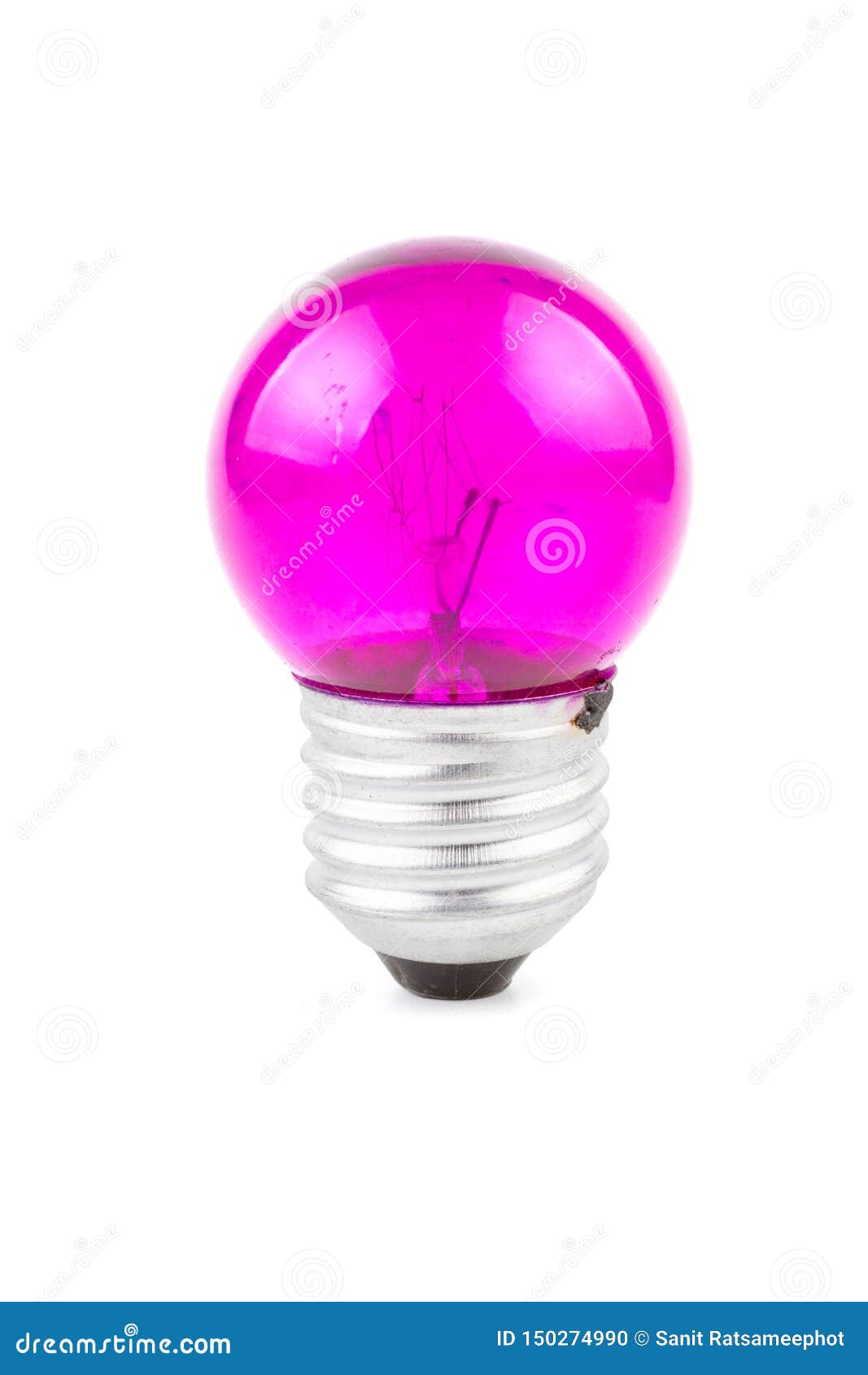 Pink Purple Incandescent Round Light Bulb Stock Photo - Image of edison ...