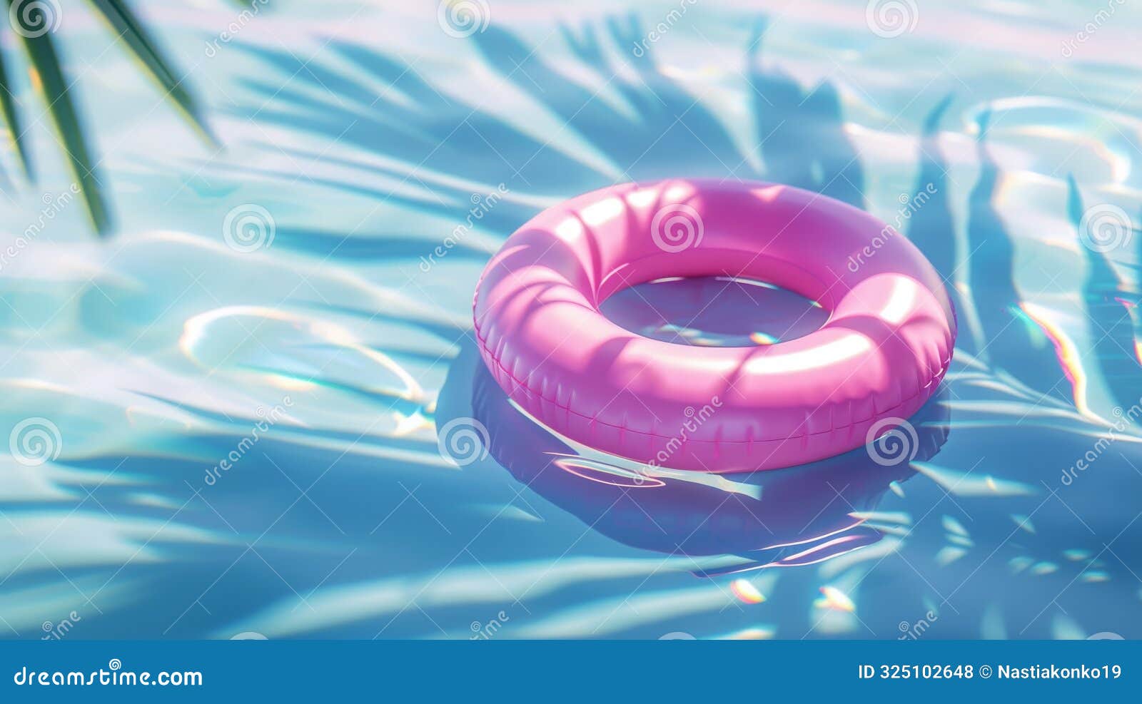 Pink Inflatable Ring Floating in a Sunny Pool, Summer Vacation Concept ...