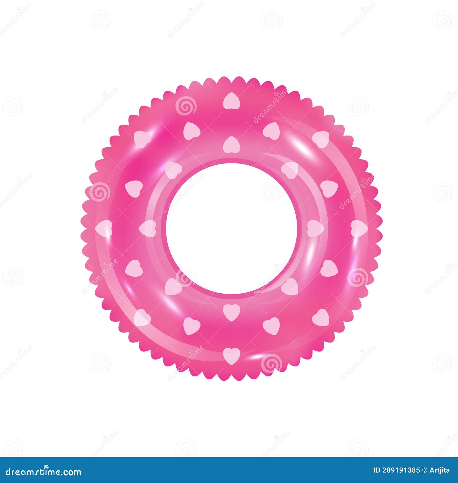 Pink Inflatable Ring Vector. 3d Realistic Swimming Toy in Front View ...
