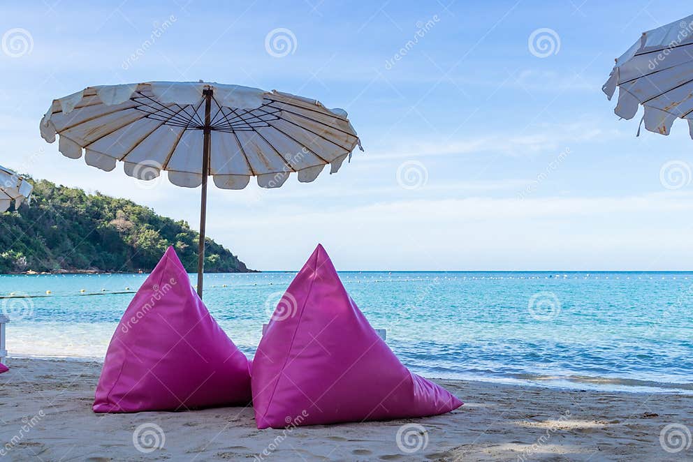 Pink Inflatable Sofa on the Beach Stock Image - Image of nature ...