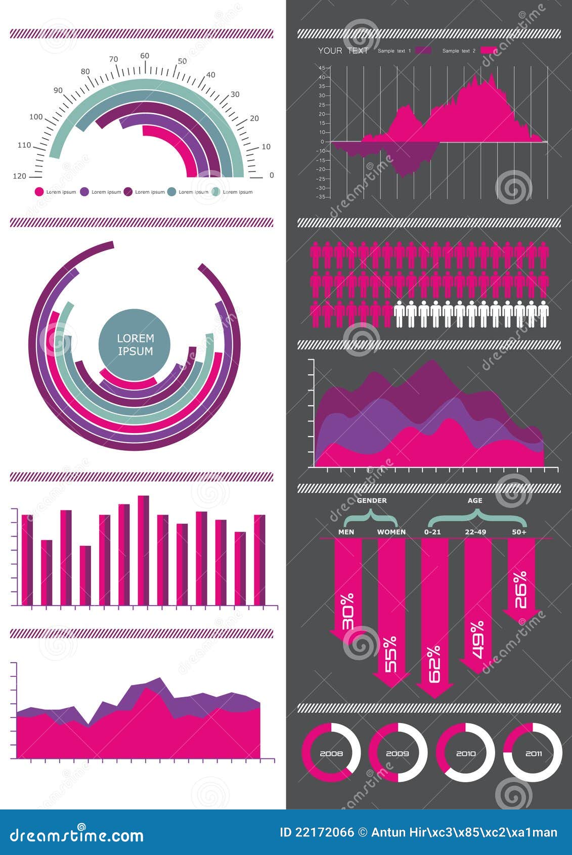 Pink infographic set. stock vector. Illustration of people - 22172066