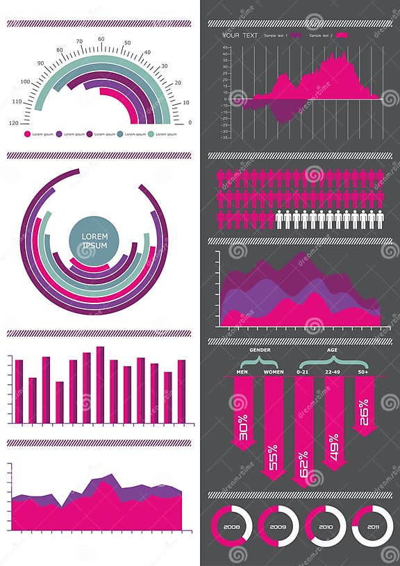 Pink infographic set. stock vector. Illustration of people - 22172066