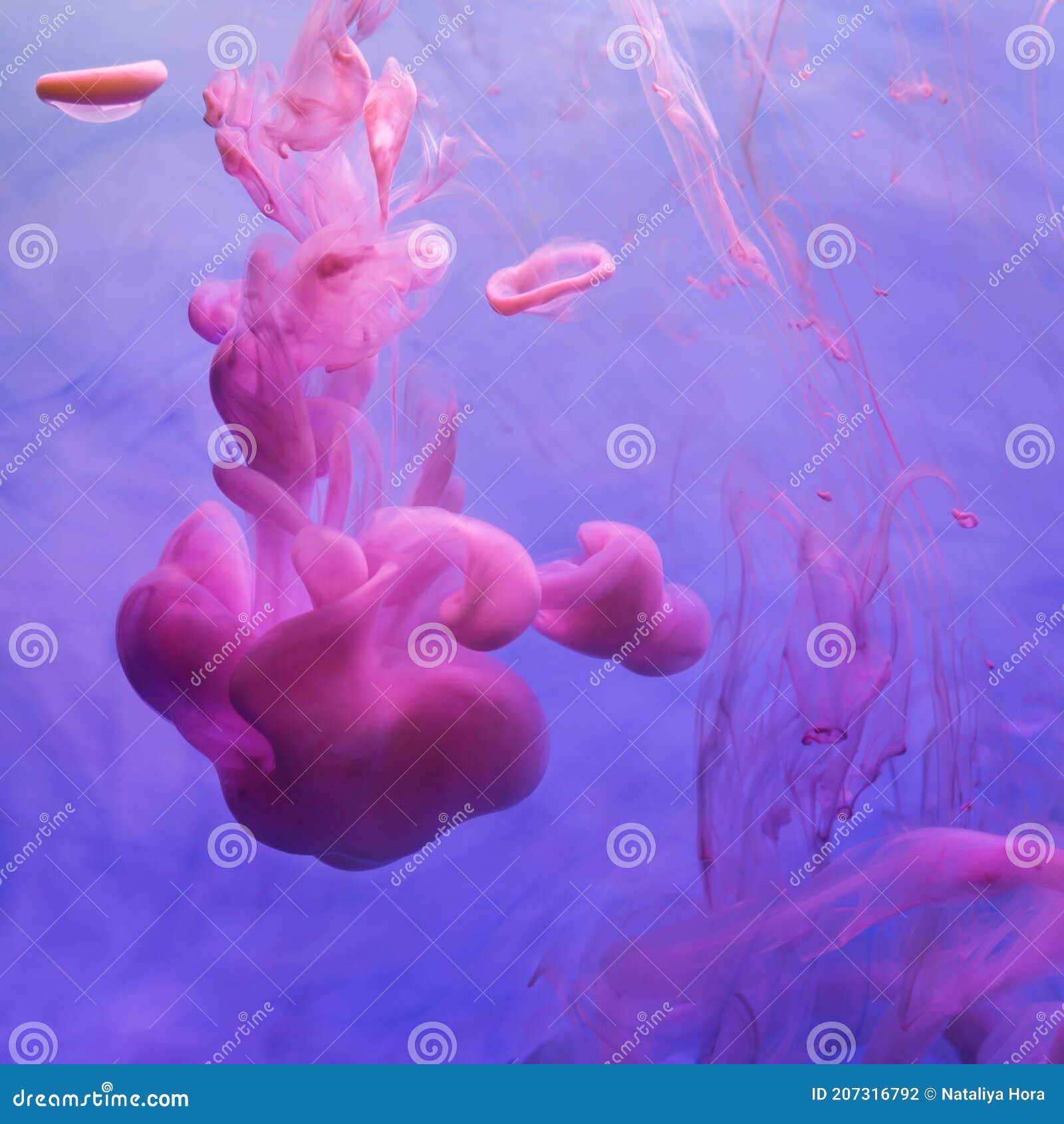 Pink Inks in Water on Blue Background Stock Photo - Image of design ...