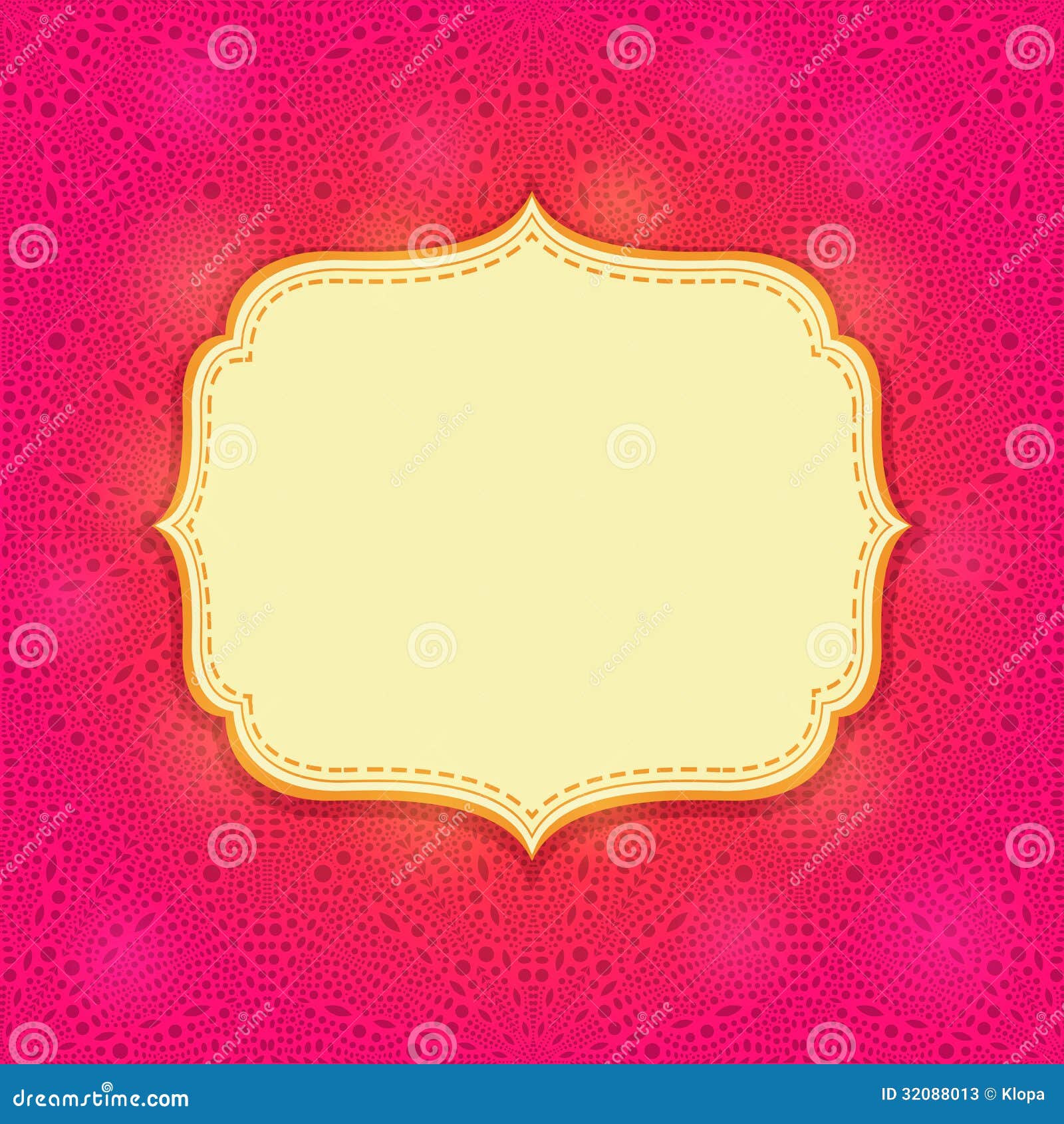 Pink Invitation Card with Blank Label Stock Illustration - Illustration ...