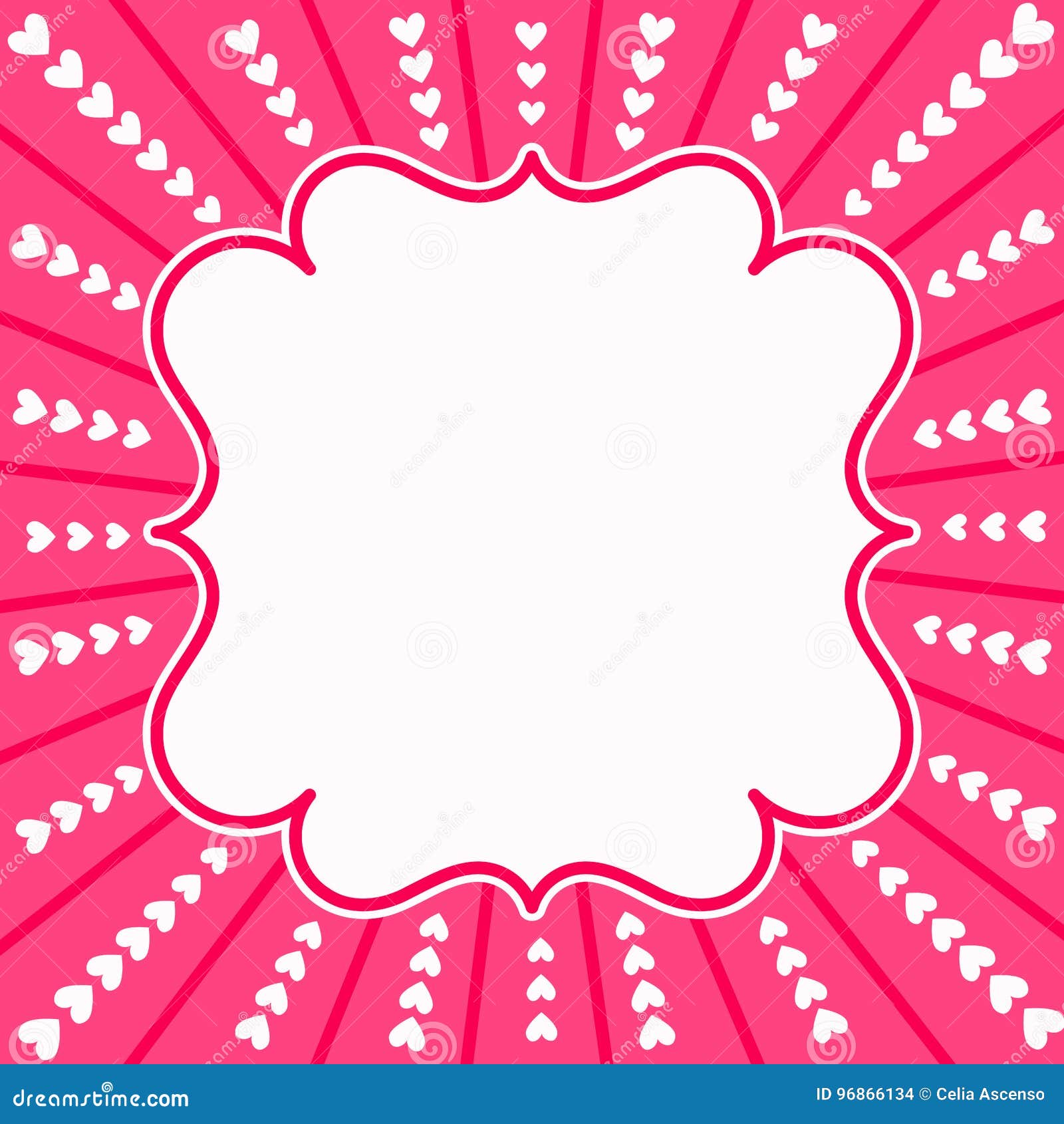 Pink Heart Rays Valentines Day Card Stock Illustration - Illustration ...