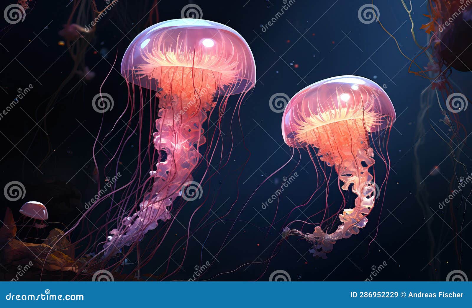 Pink Jellyfish Floating in the Water. Undersea World Stock Image ...