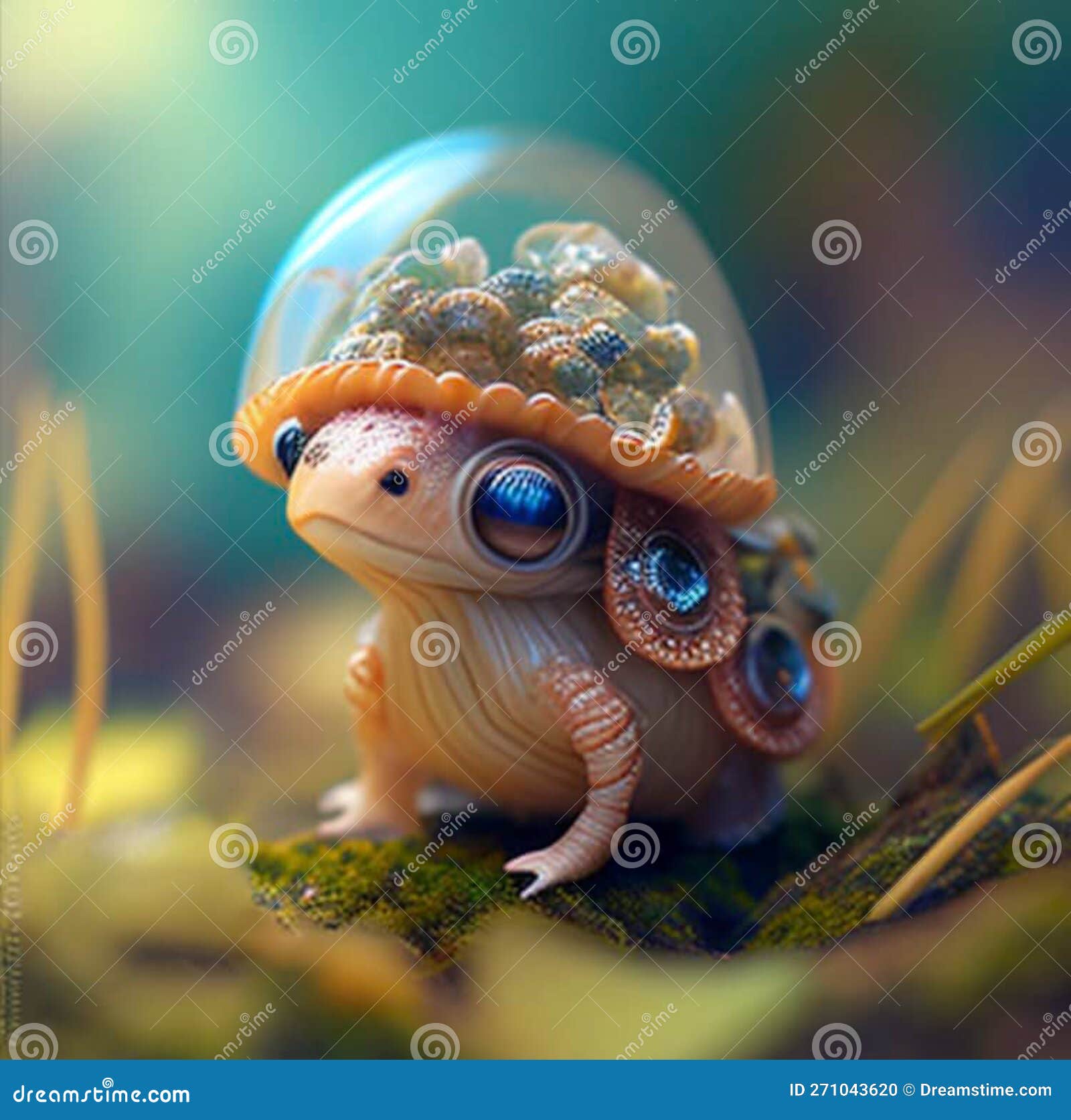 A Pink Jellyfish with a Sad Face Sits on a Blue Background. Stock Photo ...