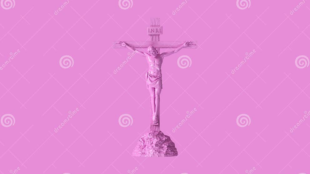 Pink Jesus Christ On The Cross With A Crown Of Thorns Jesus Of Nazareth