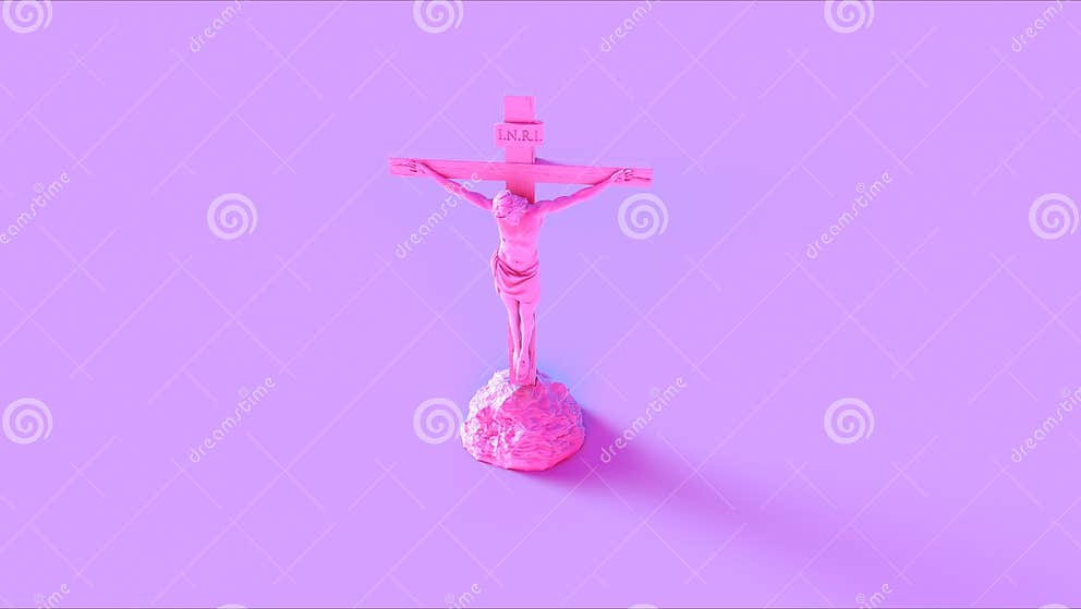 Pink Jesus Christ On The Cross With A Crown Of Thorns Jesus Of Nazareth