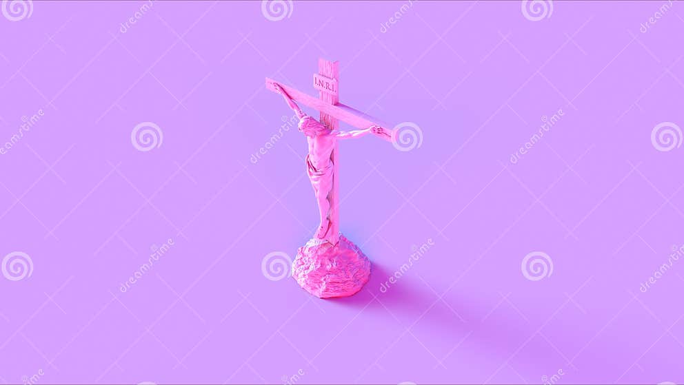 Pink Jesus Christ On The Cross With A Crown Of Thorns Jesus Of Nazareth