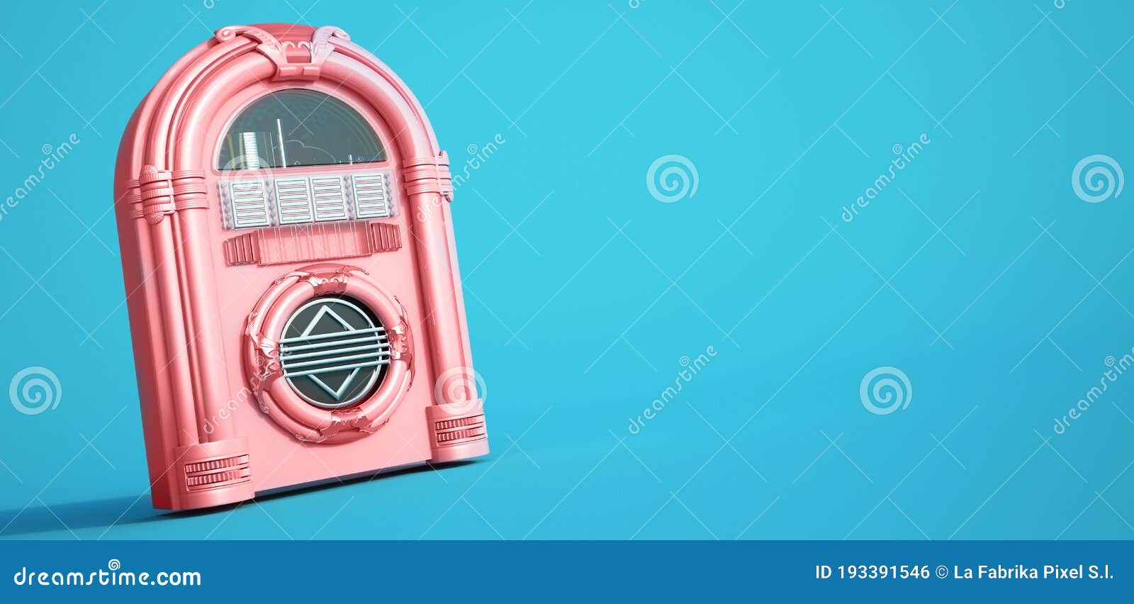 Pink Jukebox on a Blue Background Stock Illustration - Illustration of ...
