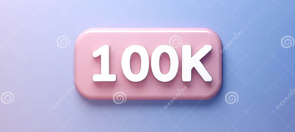 Pink 100K Social Media Notification Button on a Soft Gradient ...
