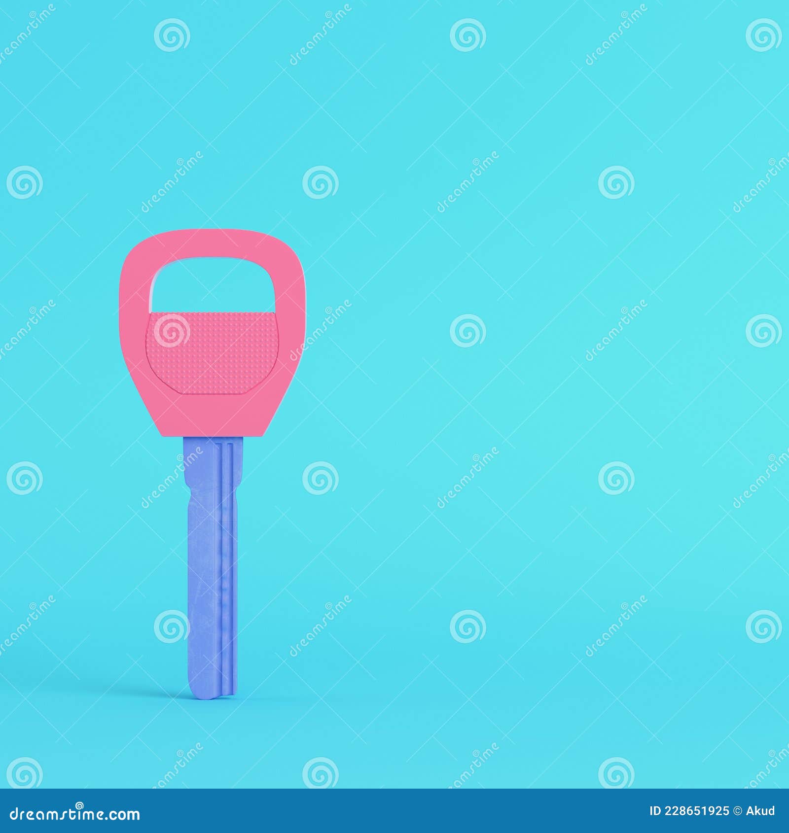 Pink Key on Bright Blue Background in Pastel Colors Stock Illustration ...