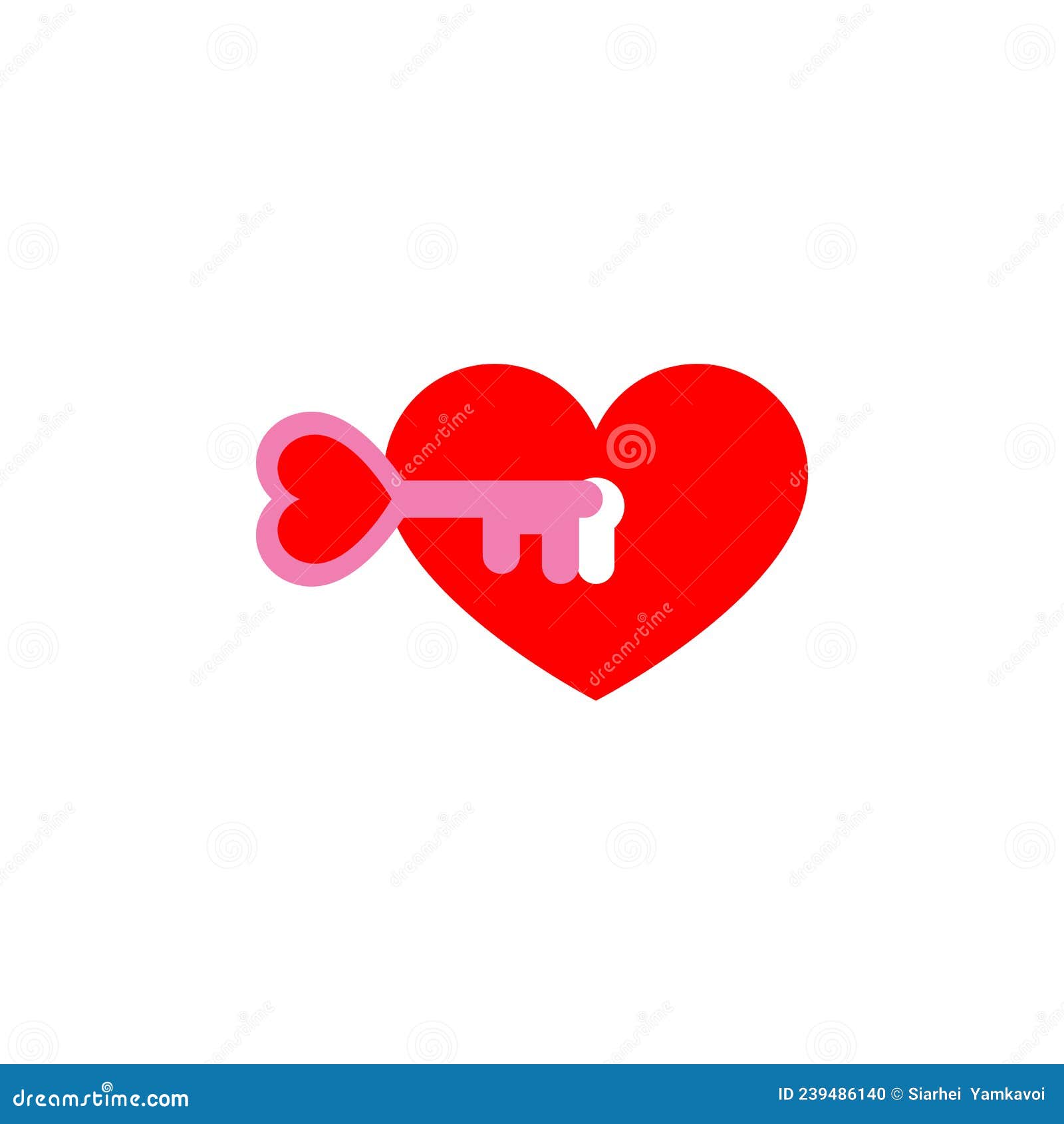 Pink Key Inside a Red Heart with Keyhole. Vector Illustration. Stock ...
