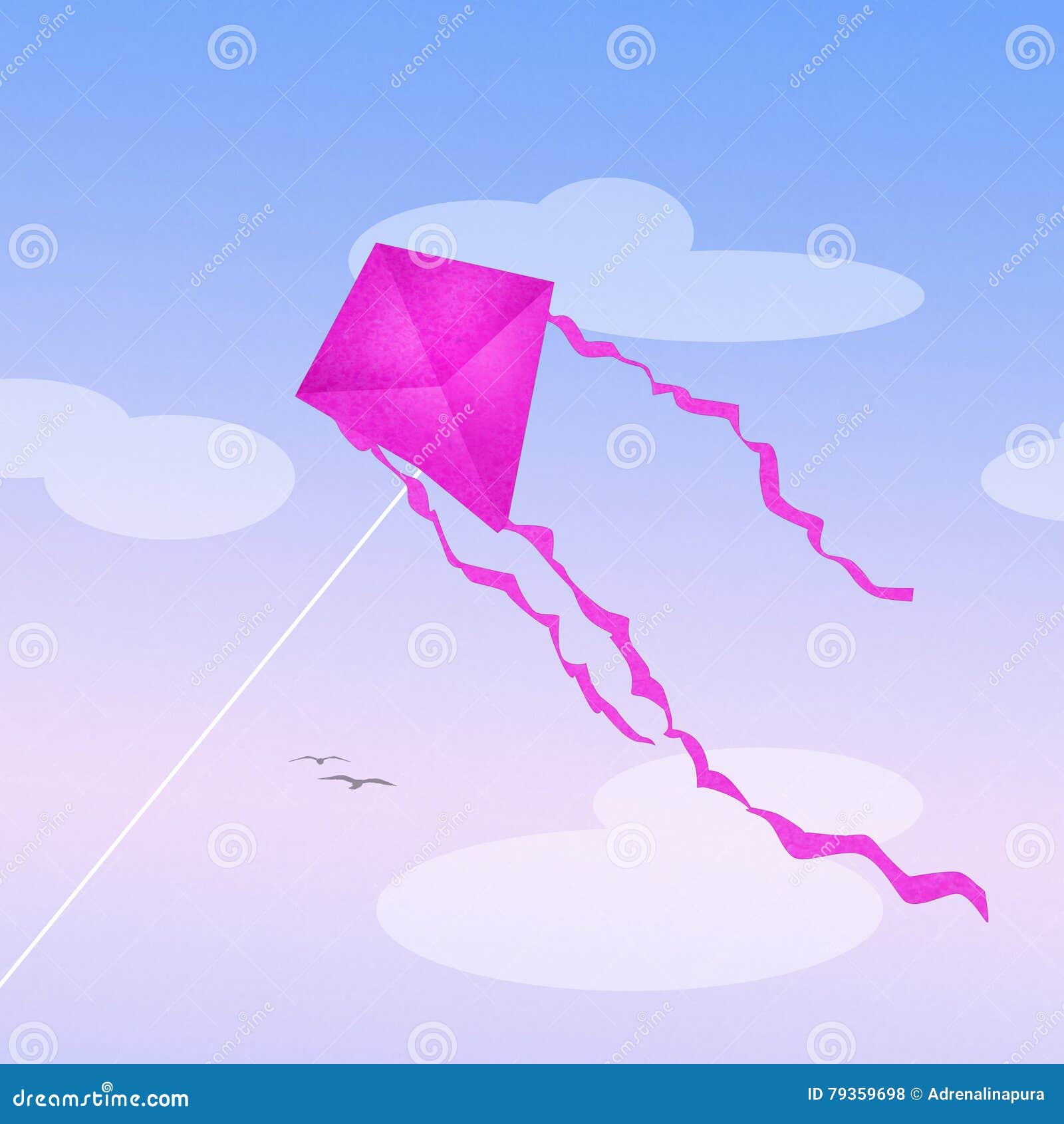 Pink kite in the sky stock illustration. Illustration of female - 79359698