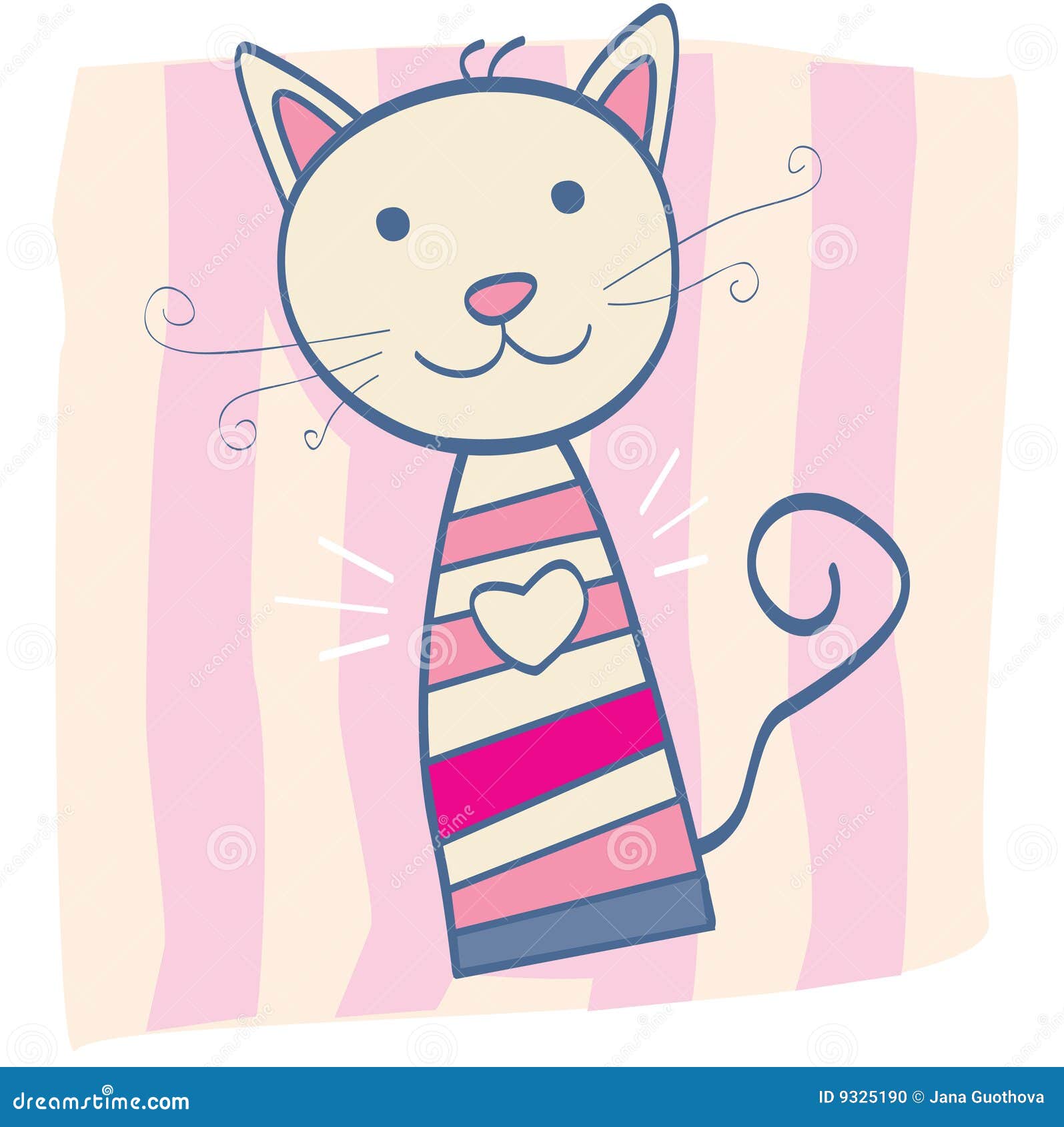 Pink kitten stock vector. Illustration of happiness, pattern - 9325190